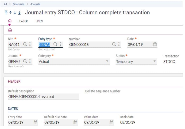 How to Create a Reversing GL Journal Entry in Sage X3