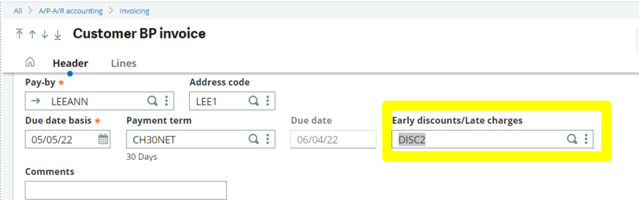 How to Setup and Use an Early Settlement Discount for Customers in Sage X3