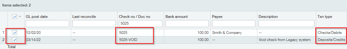 How to Void a Check Written from a Legacy System in Sage Intacct