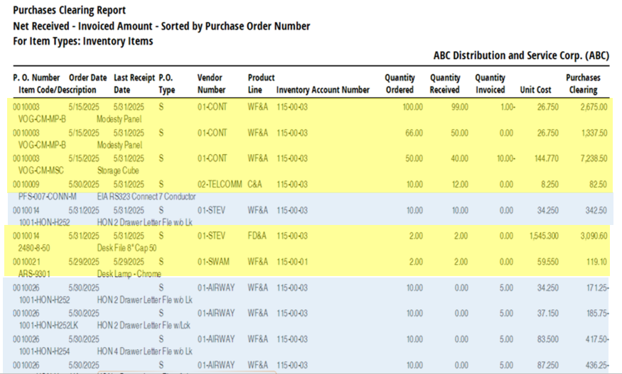 How to Use the Sage 100 Purchases Clearing Report