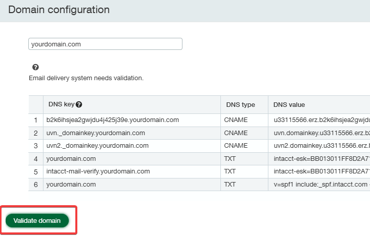 How to Authenticate and Validate Custom Email Domains in Sage Intacct