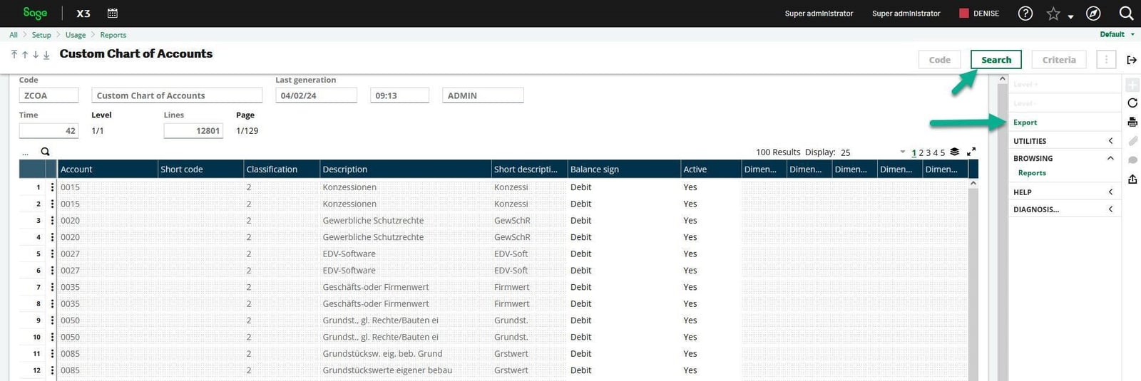 How to Print Your Chart of Accounts in Sage X3