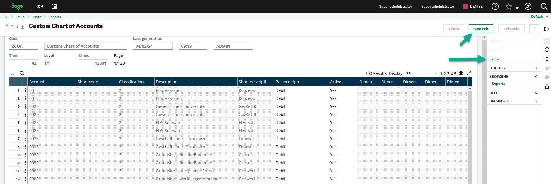How to Print Your Chart of Accounts in Sage X3