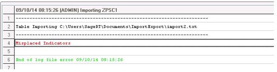 Sage ERP X3 Data Import Misplaced Indicators Error