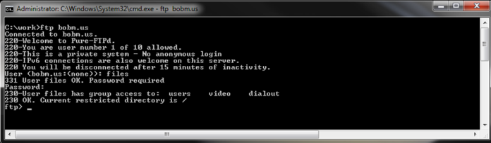Using FTP from a Command Prompt