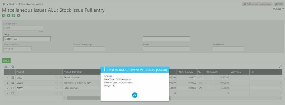 Table Field Help in Sage X3