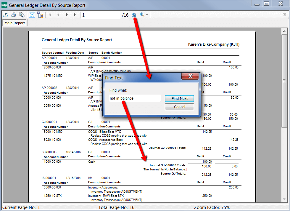 Sage 100 General Ledger is Out of Balance