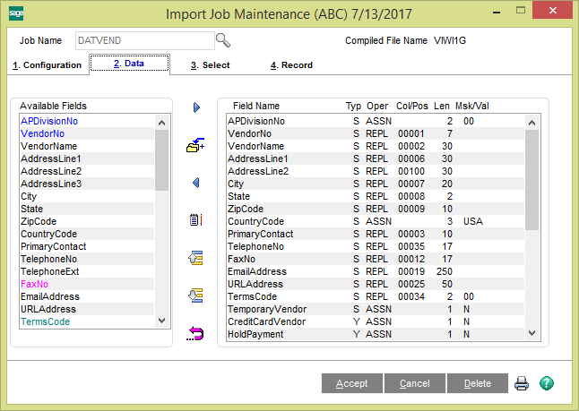 Sage 100 Visual Integrator: Importing Comma Separated or ‘CSV’ files.