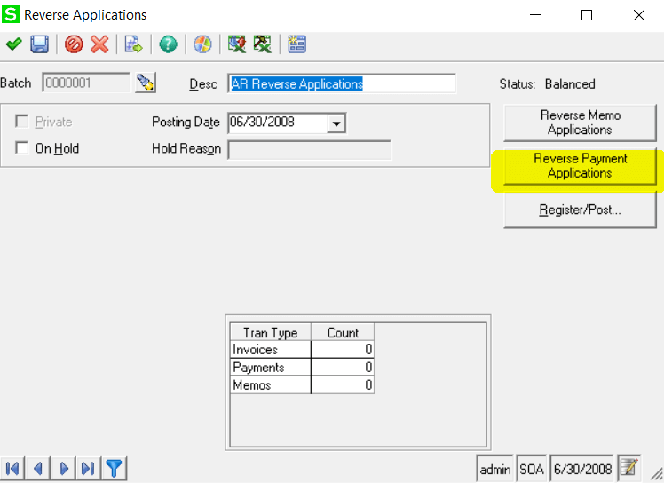 How to Reverse an Account Receivable Application in Sage 500