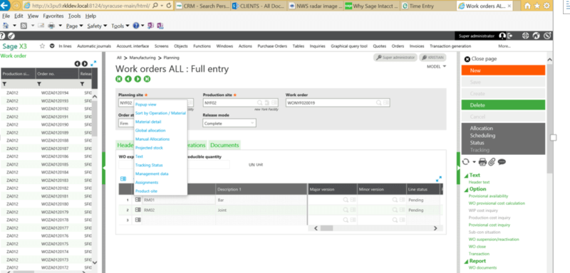 Cannot Exclude Components on a Work Order in Sage X3