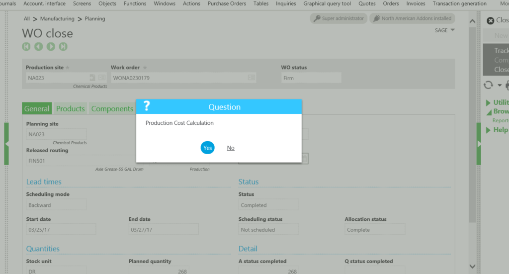 How to setup WIP Finalization as a Recurring Task in Sage X3