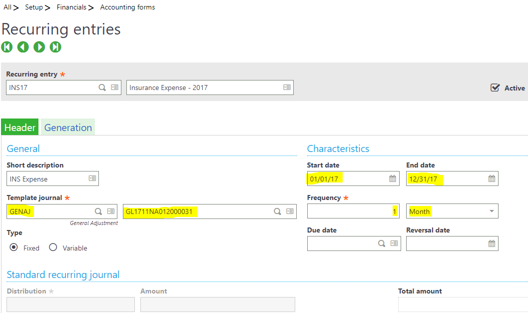 How to Setup a Recurring Journal Entry in Sage X3