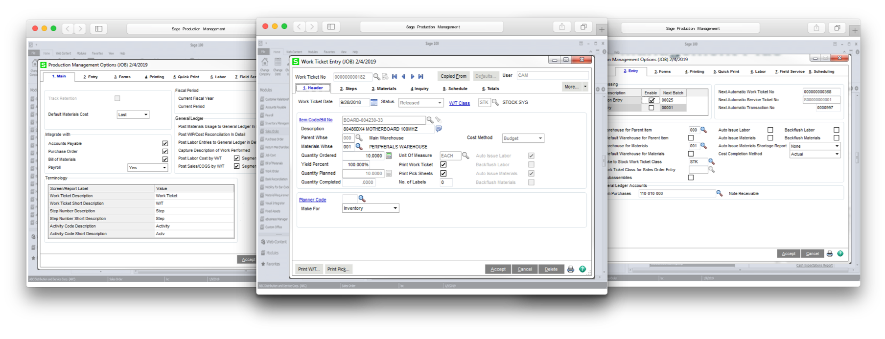New Sage 100 Production Management Module