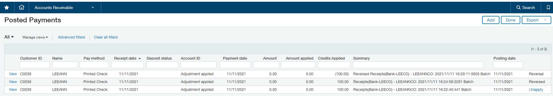 How to Unapply Credits from a Posted Invoice in Accounts Receivable