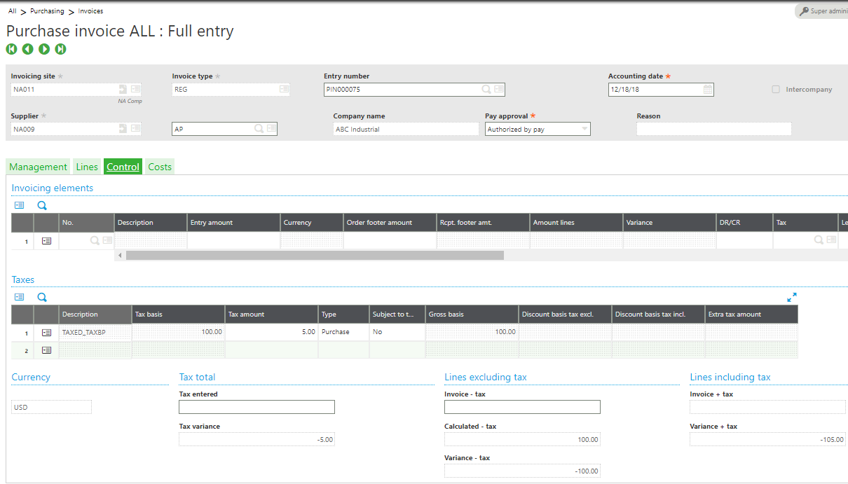 How to Setup Purchase or Sales Tax for a Product in Sage X3