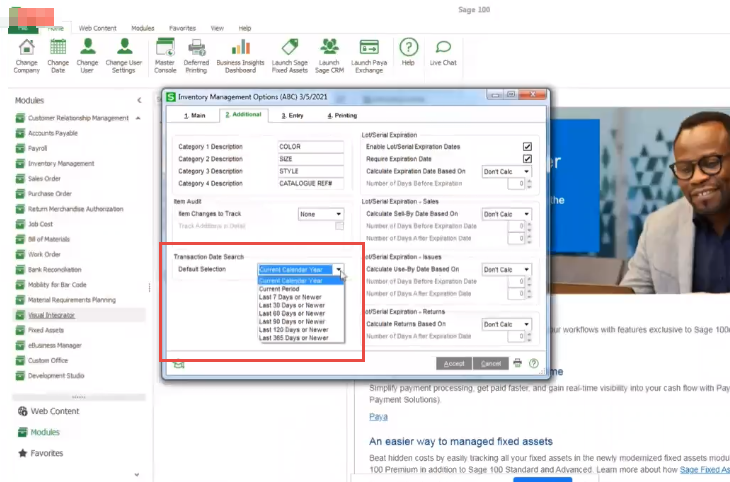 Inventory Transactions - New Feature in Sage 100 v2021.0