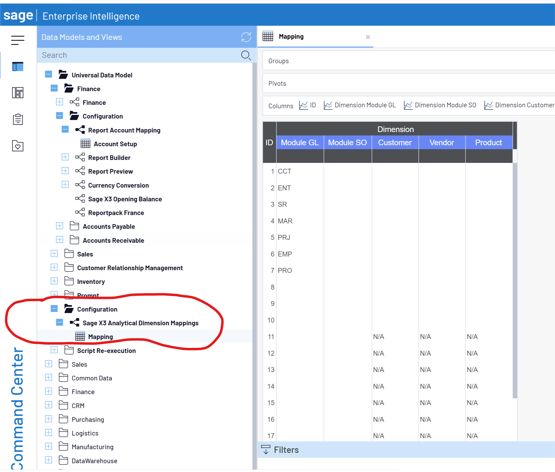 Sage Enterprise Intelligence Universal Data Model