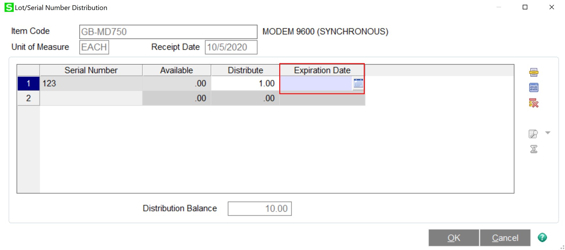 Sage 100 Lot and Serial features