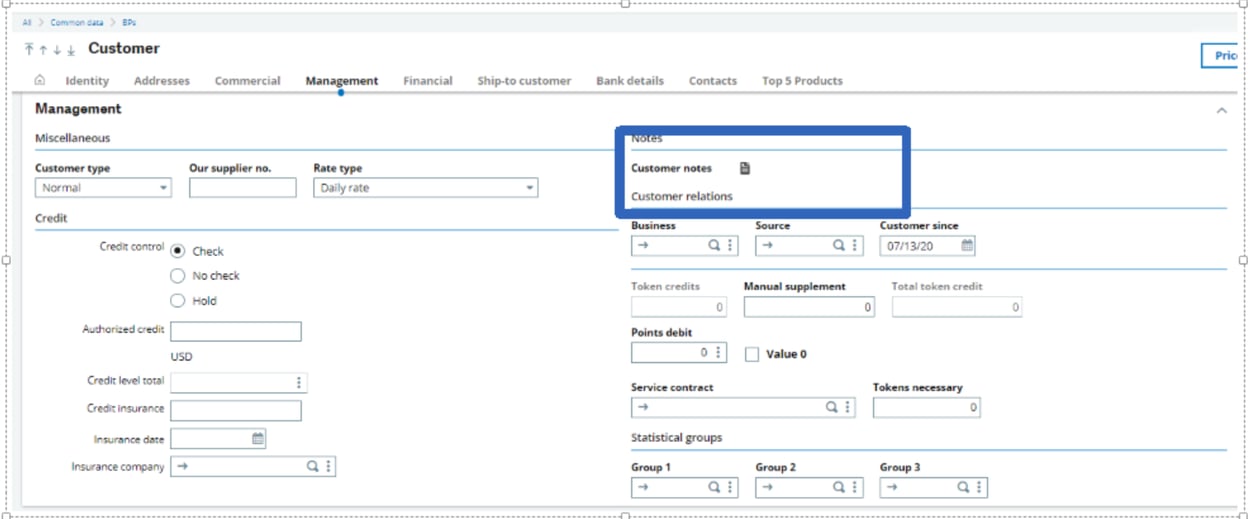 Pop-up notes for specific customers in Sage X3 ERP v12.